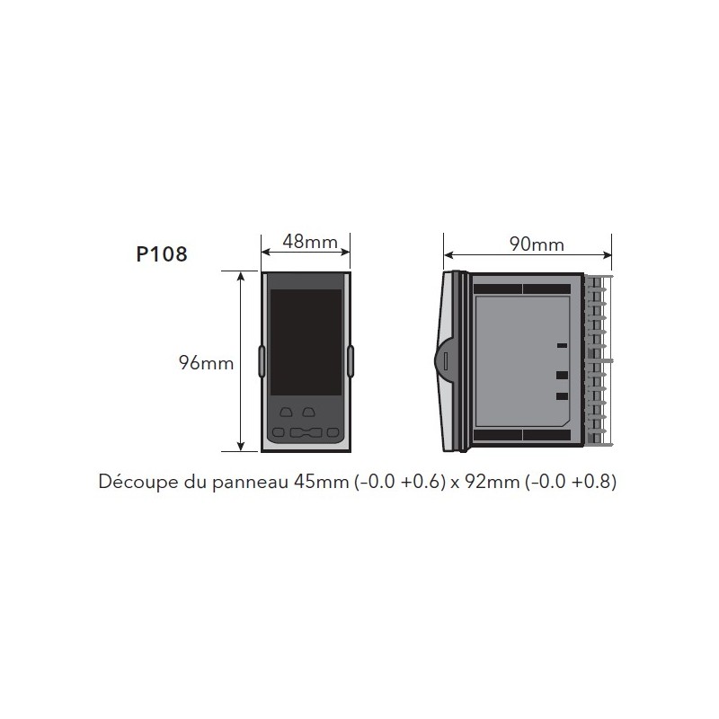 P108/CC/VH/LRR/R - Régulateur de température et de procédés P108 Eurotherm