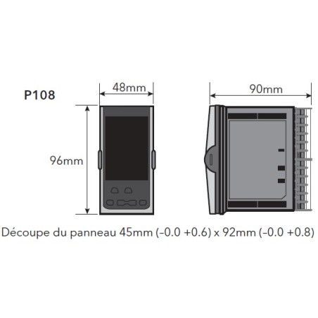 P108/CC/VH/LRR/R - Régulateur de température et de procédés P108 Eurotherm
